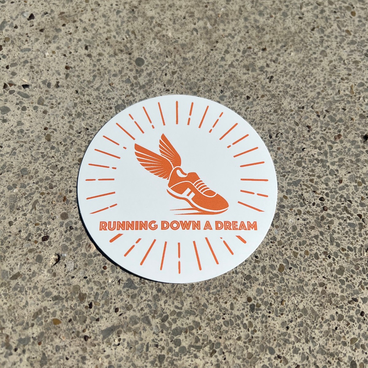 Burnt Orange 3′ inch Circle Sticker & Decal – Running Down A Dream